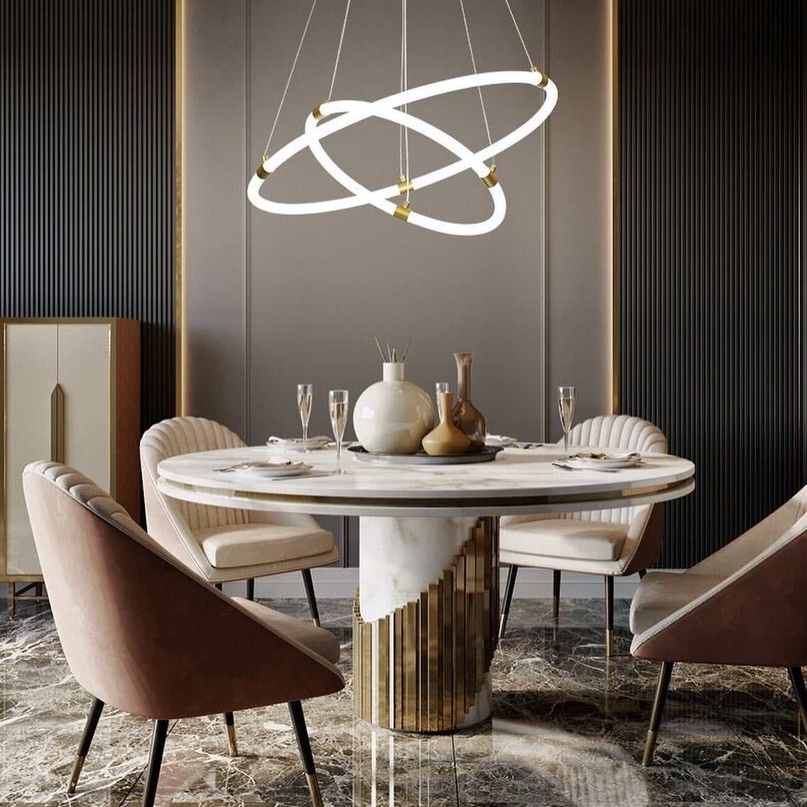 Modern LED Multi-Ring Chandelier with Adjustable Circular Design for L ...