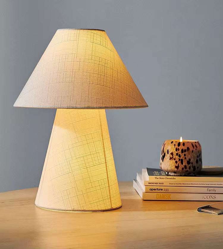 Soft Cone Table Lamp - Compact Bedside or Desk Lamp with Fabric Shade ...